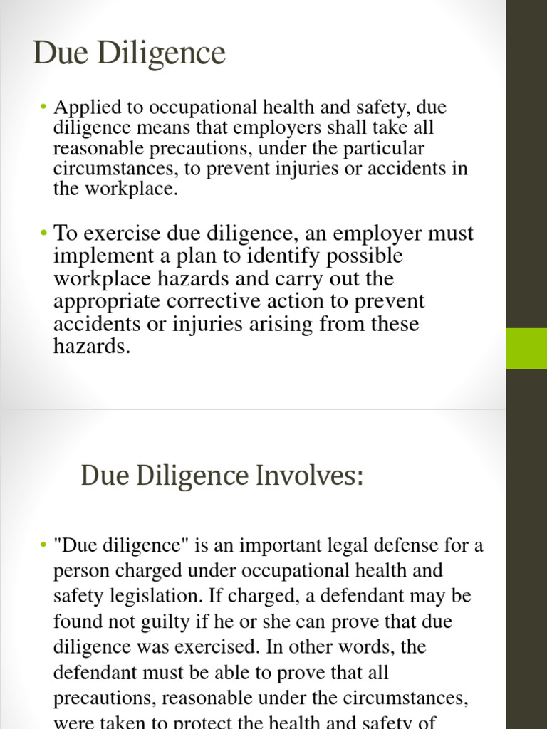 Due Diligence | PDF | Occupational Safety And Health | Due Diligence