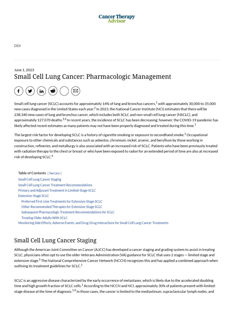 Small Cell Lung Cancer - Pharmacologic Management - Cancer Therapy ...