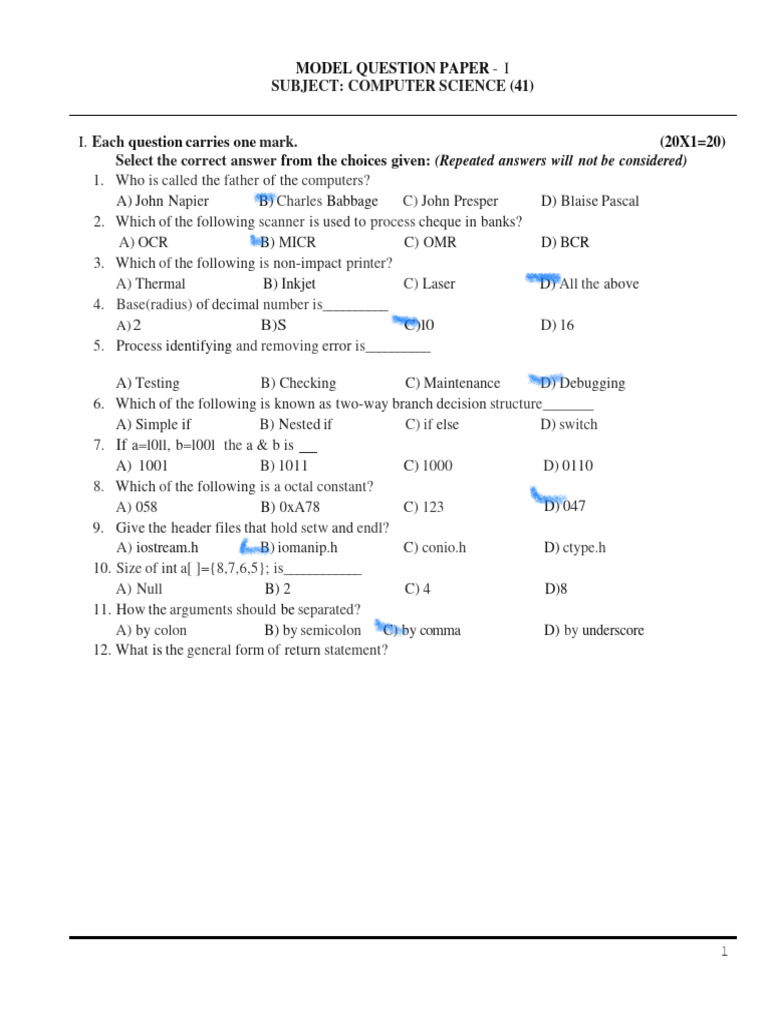 I Pu Model Papers 2023 - 2024 | PDF | Parameter (Computer Programming ...