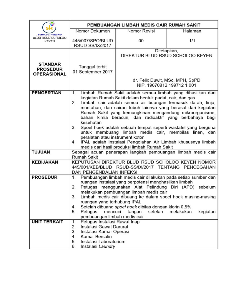 Pembuangan Limbah Medis Cair Rumah Sakit | PDF | Sains & Matematika