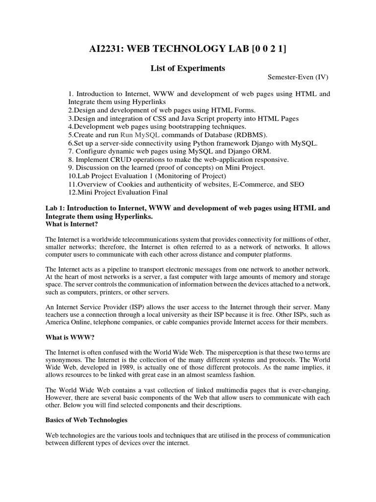 Lab Manual | PDF | Bootstrap (Front End Framework) | Html