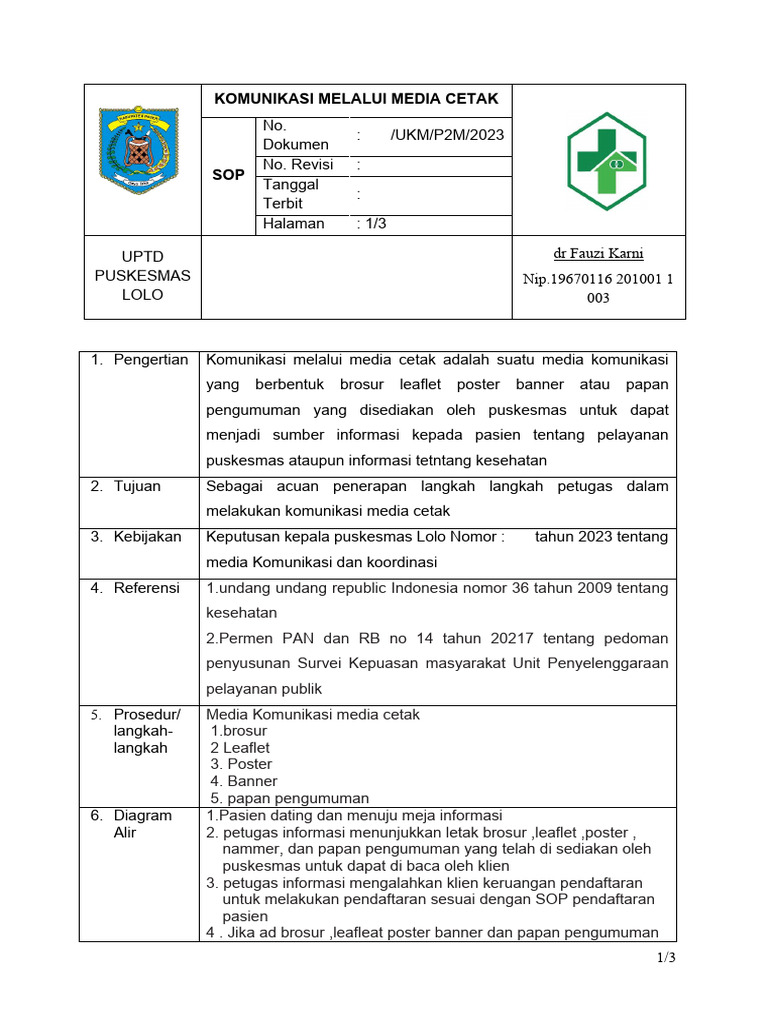 SOP MEDIA cetak doc | PDF