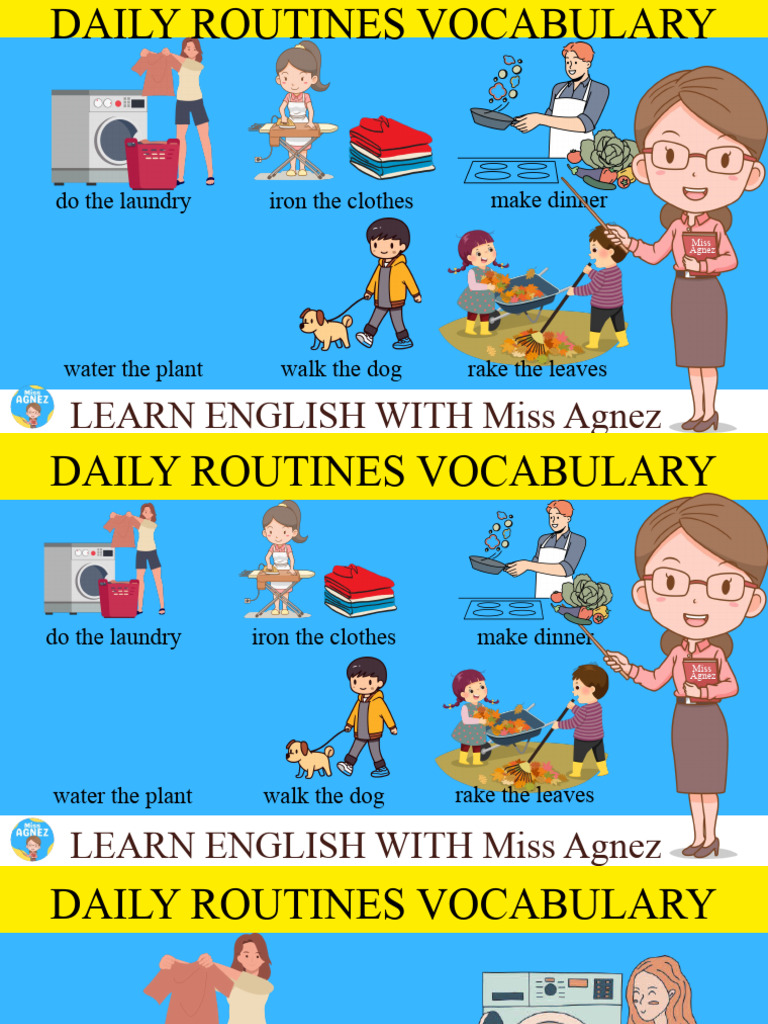 Daily Routines Vocabulary Guide | PDF | Cooking, Food & Wine