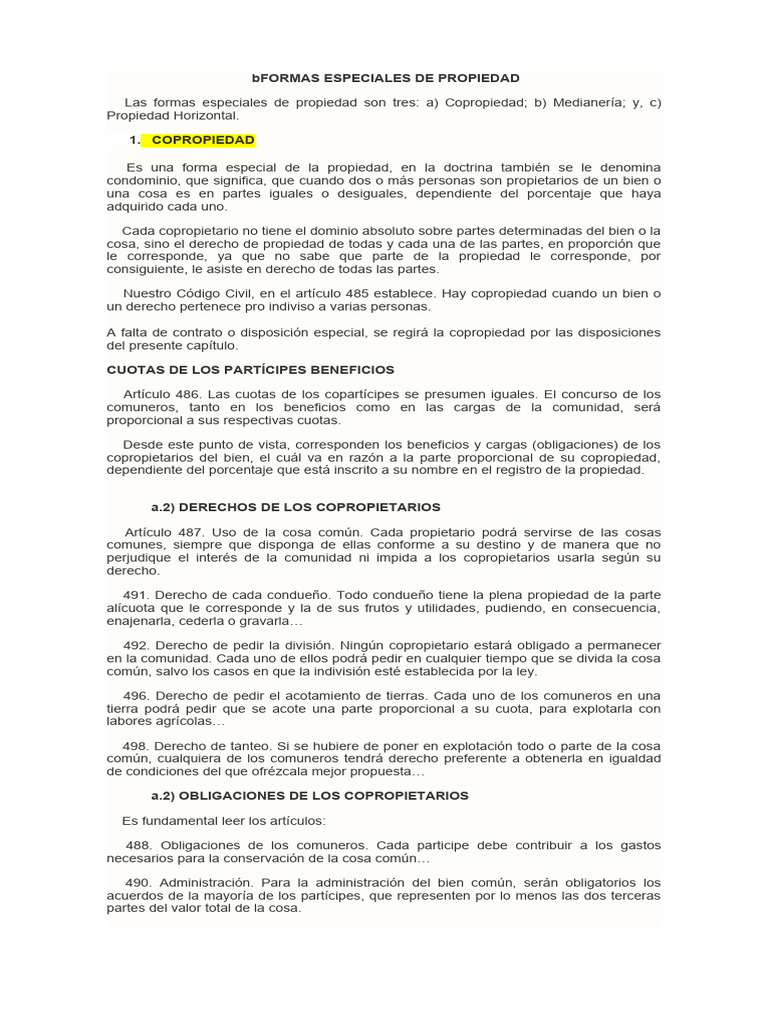 Formas Especiales de Propiedad: Guía Legal | PDF