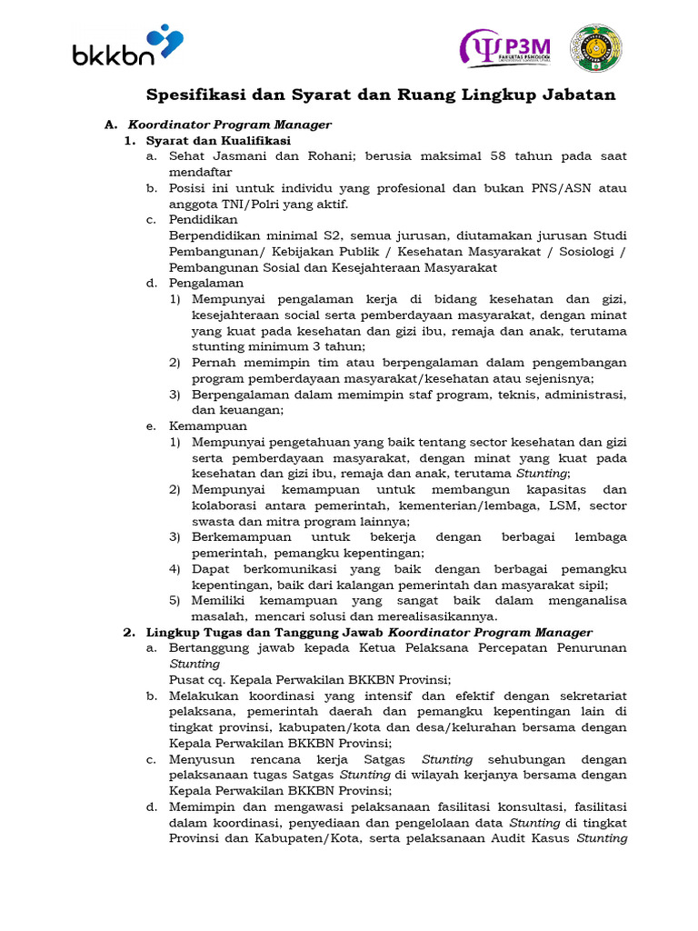 Informasi Rekrutmen Satgas Stunting BKKBN Sumut 2022 | PDF Informasi Rekrutmen Satgas Stunting BKKBN Sumut 2022 | PDF
