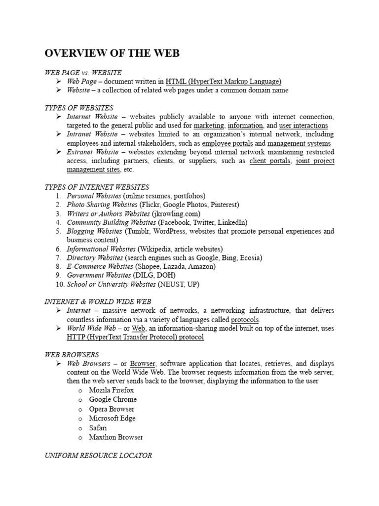 Overview of The Web | PDF
