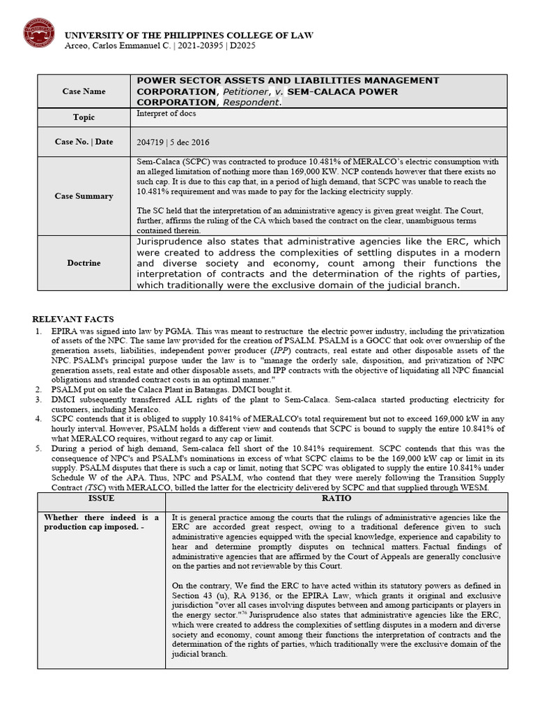 126.057 - Power Sect V Sem Calarca - ARCEO | PDF