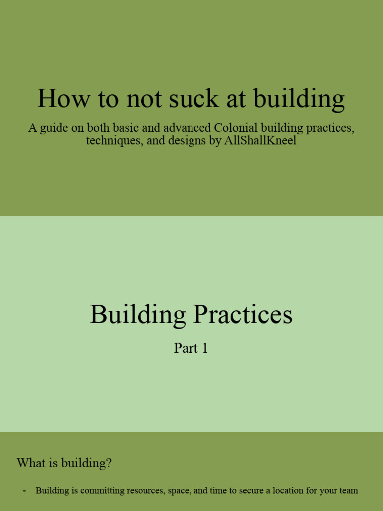 How to Not Suck at Building | PDF