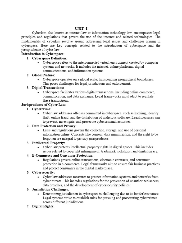 Cyberlaw - Unit 1 | Download Free PDF | Security | Computer Security
