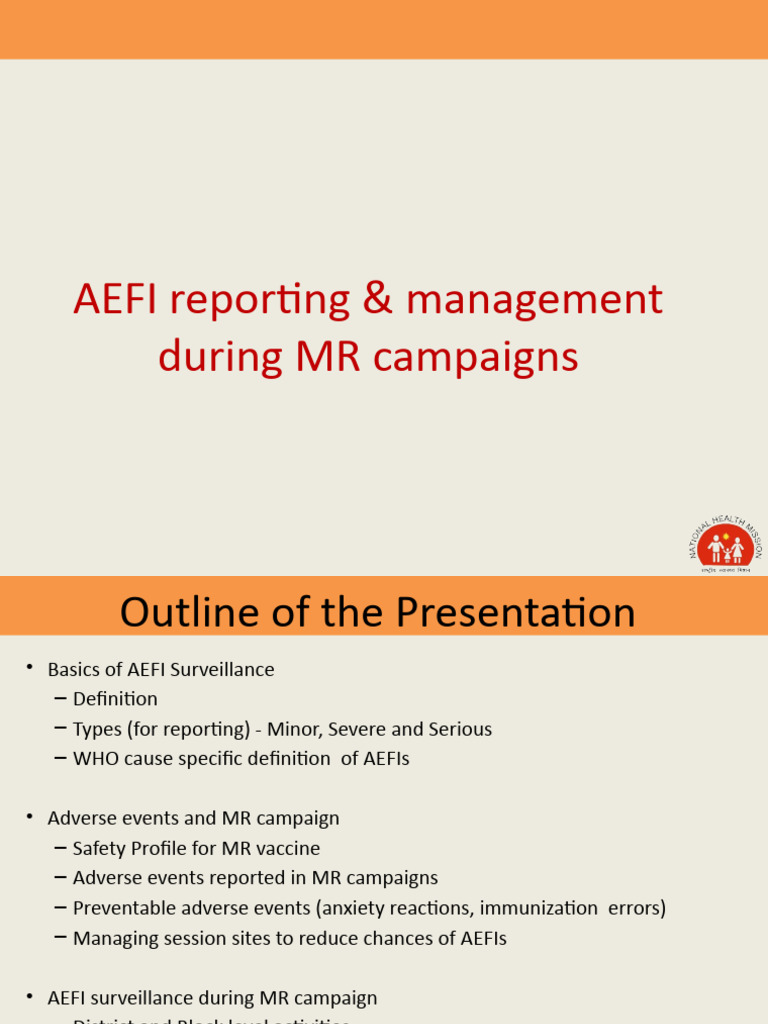 AEFI Management in MR Campaigns | PDF | Vaccines | Injection (Medicine)