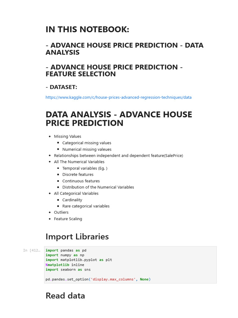 Kaggle House Price Prediction Analysis | PDF | Statistics | Applied ...