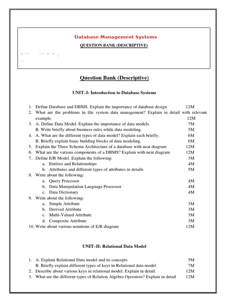 Dbms Qb Pdf Relational Database Relational Model