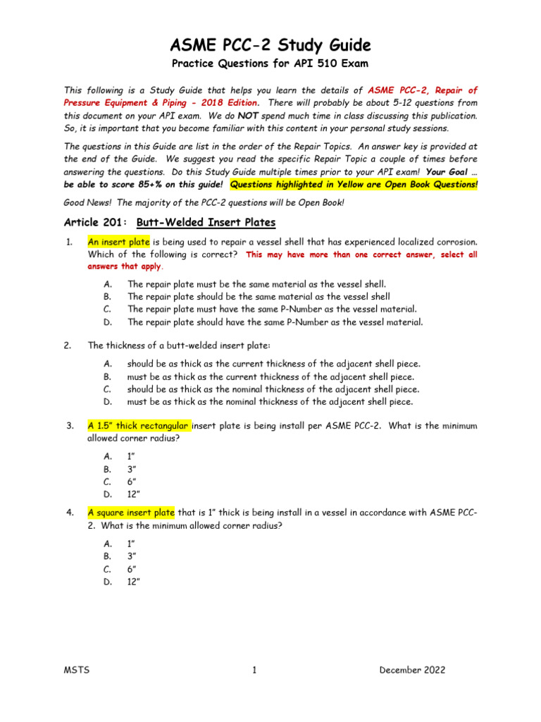 ASME - PCC-2 - Study - Guide - 510 | Download Free PDF | Construction ...