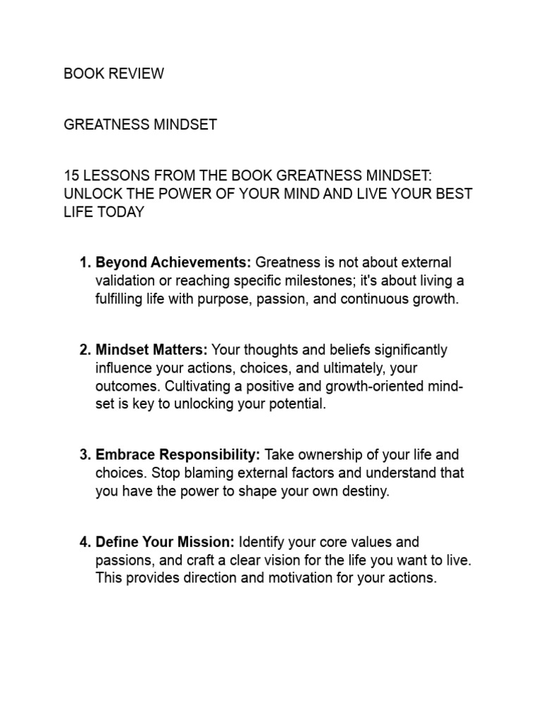 Beyond Achievements: Greatness Is Not About External | PDF | Mindset | Goal