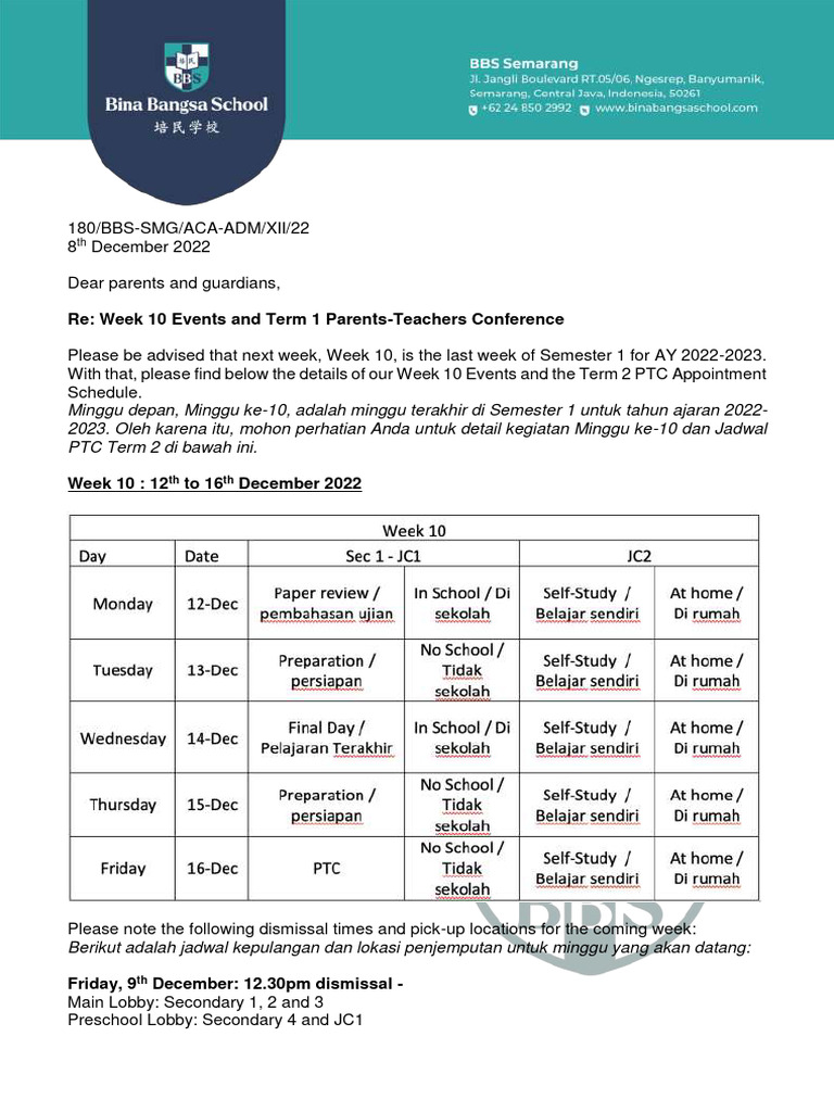 SJC Term 2 PTC Letter S3Davinci | PDF