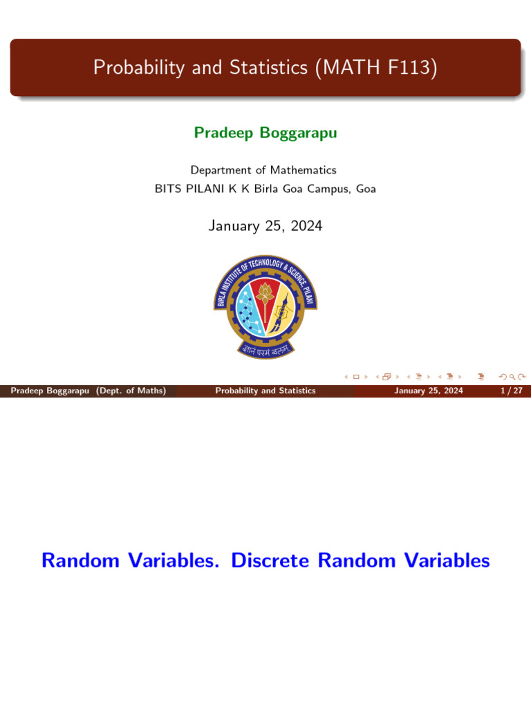 Intro To Discrete Random Variables | PDF | Probability Distribution | Random Variable