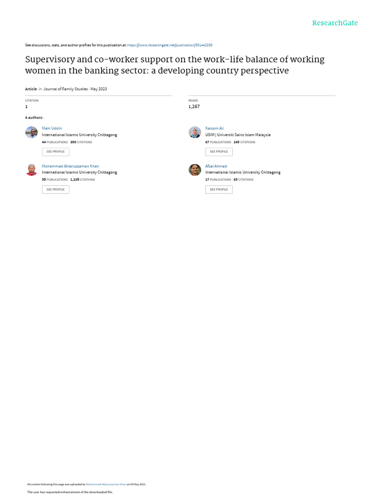 Supervisory and Co-Worker Support On The Work-Life Balance of Working ...