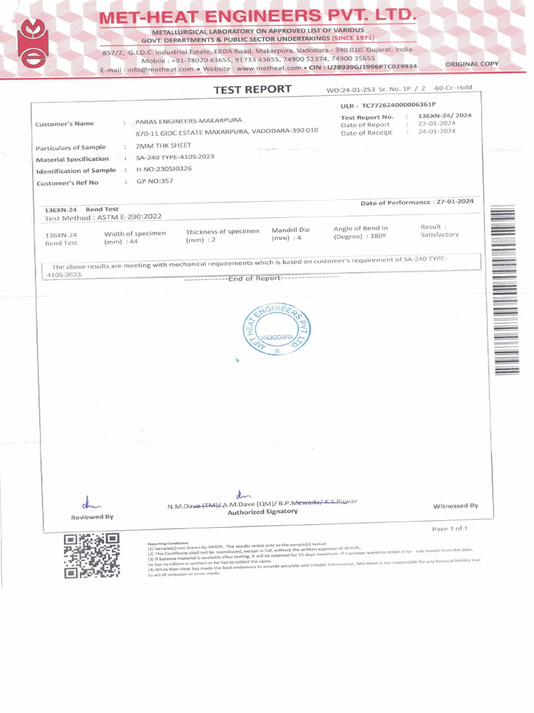 Band Test & Vickers Hardness | PDF