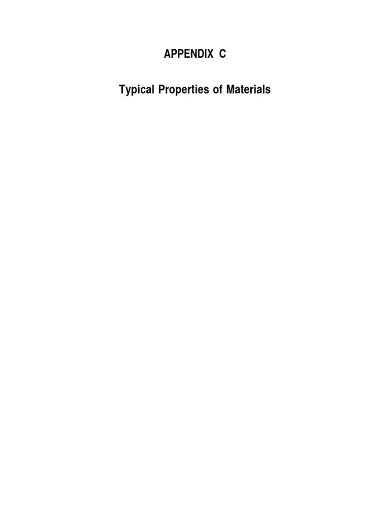 APPENDIX C Typical Properties of Materials | PDF | Stainless Steel ...