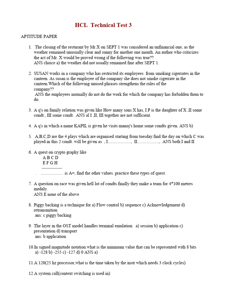 HCL Technical Test 3 | Download Free PDF | Parameter (Computer ...