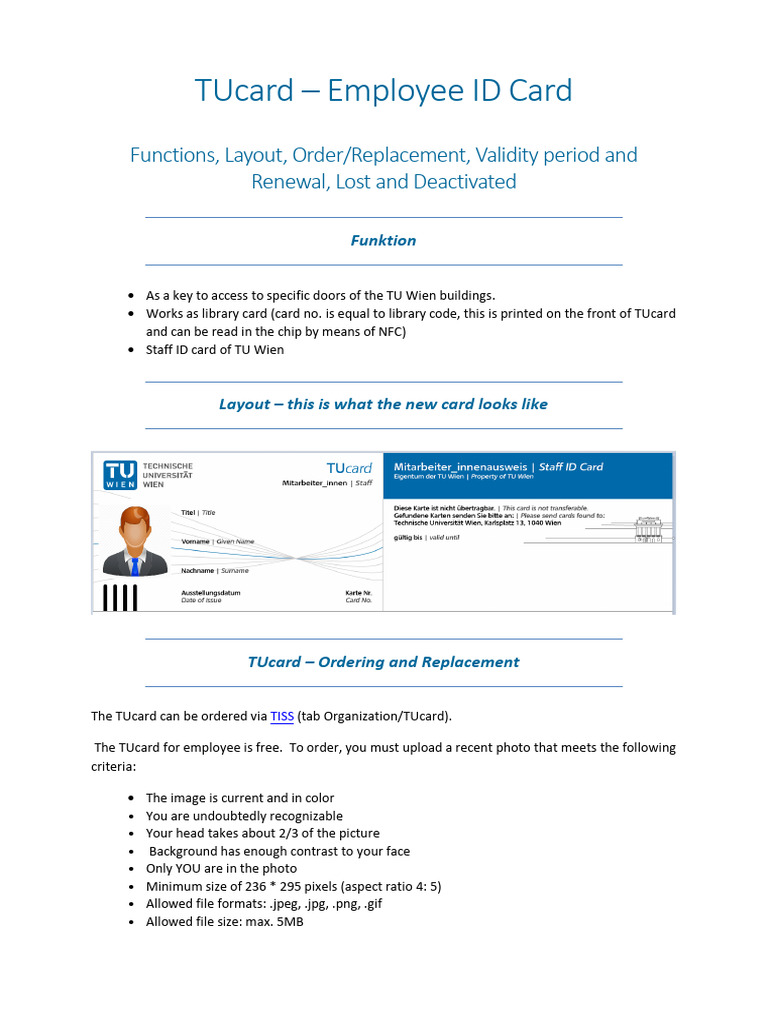 TUcard - Employee ID Card | PDF