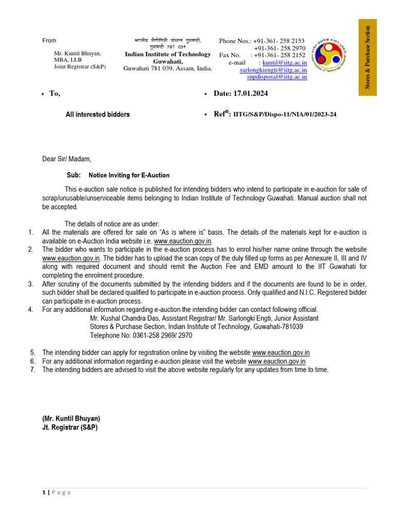 All Interested Bidders:: Notice Inviting For E-Auction | PDF | Auction | Taxes