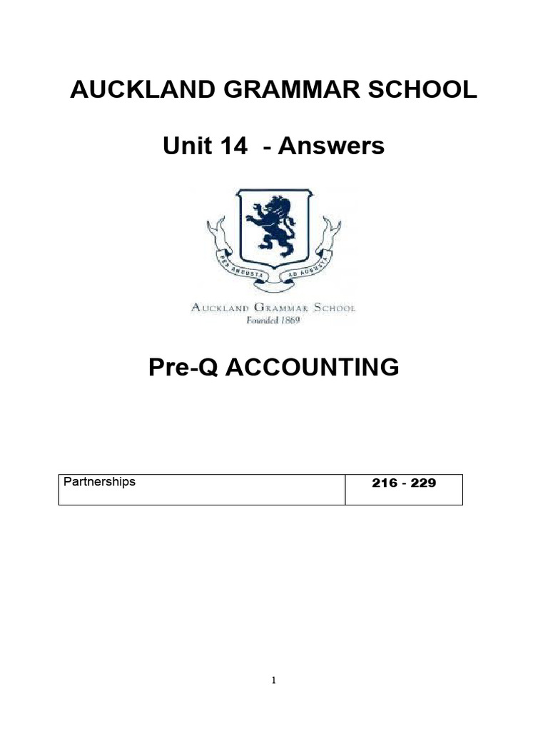 Pre-Q Accounting 2021 Answers Unit 14 Partnerships | PDF | Finance ...