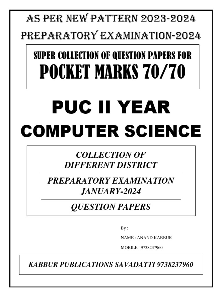 II PU CS All District Preparatory QPs 2024 | PDF