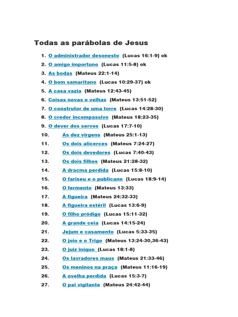 Todas As Parábolas de Jesus | PDF