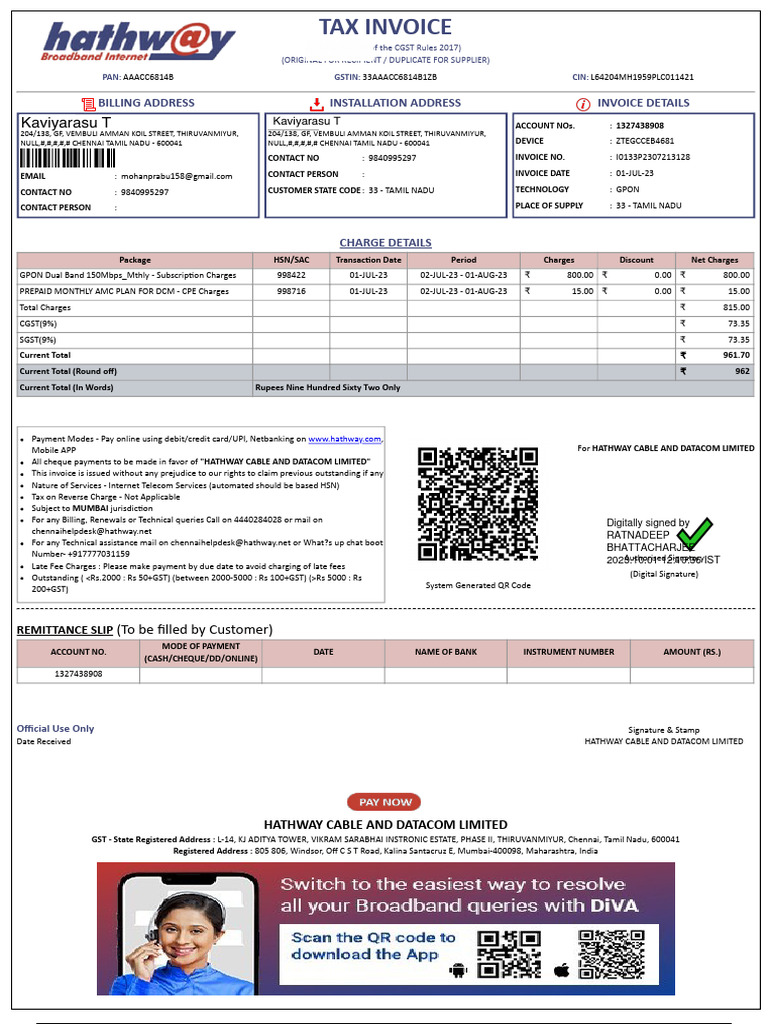 July WIFI BILL | PDF | Invoice | Payments
