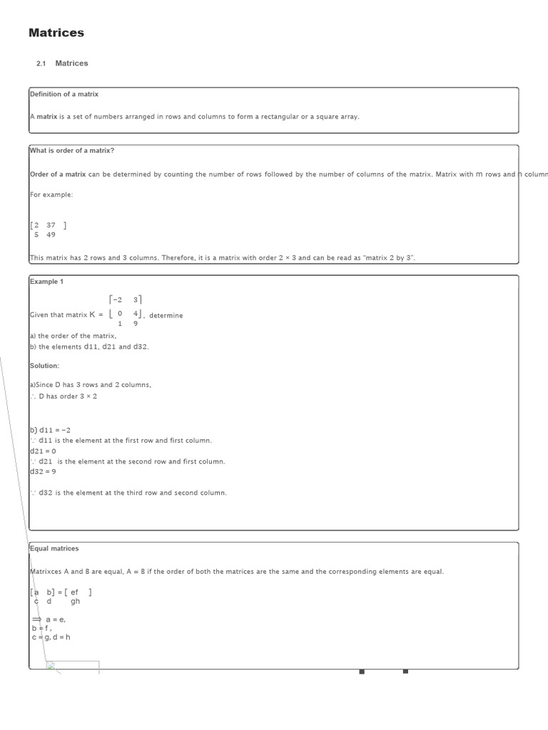 Matrices | PDF | Teaching Methods & Materials | Science & Mathematics