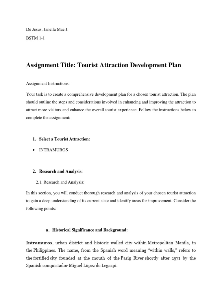 Tourist Attraction Development Plan | PDF