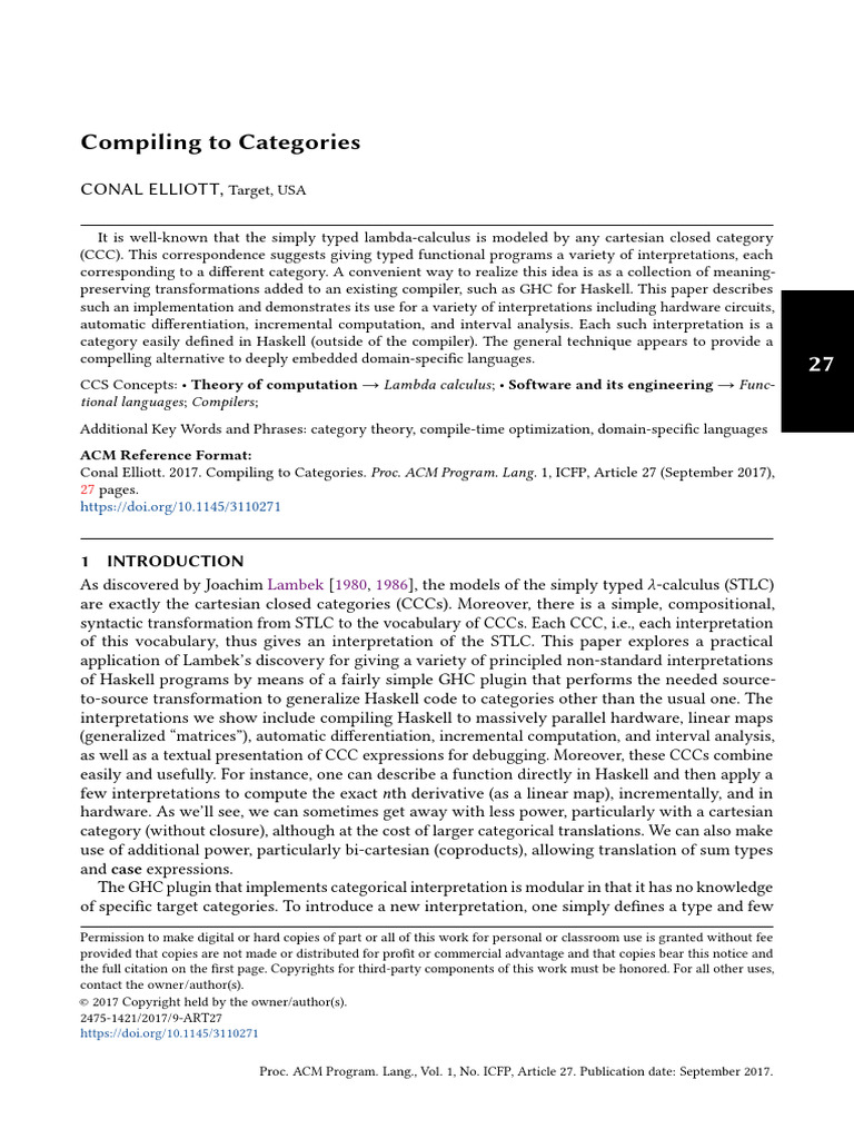 Compiling Categories | PDF | Linear Map | Function (Mathematics)