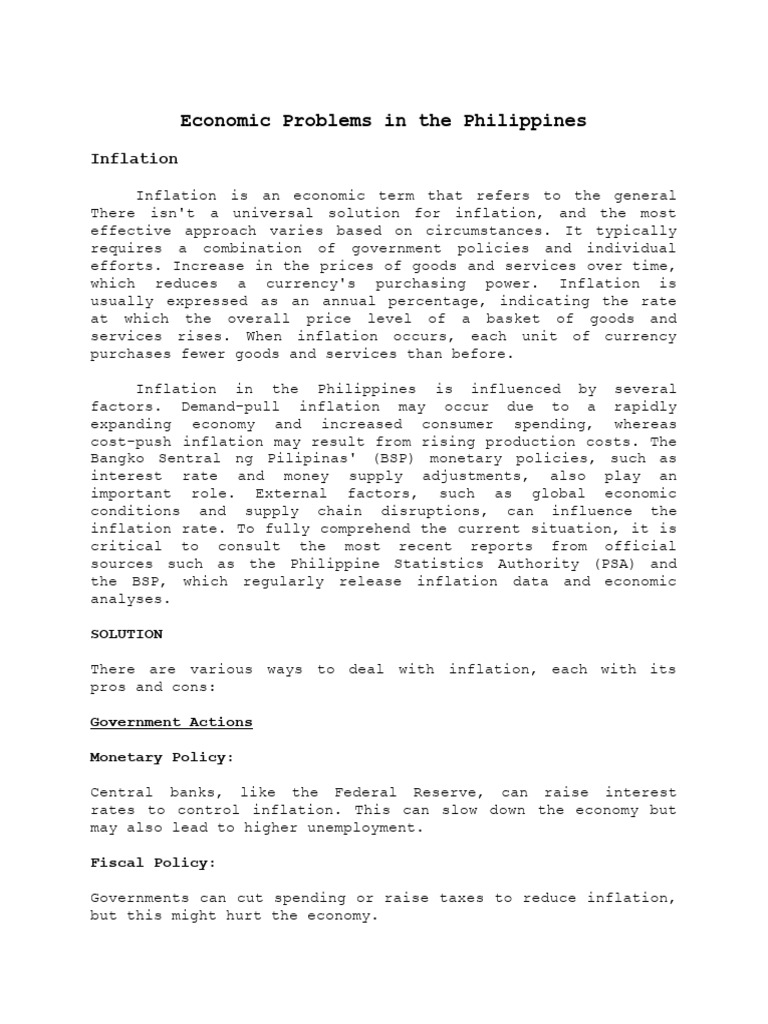 Applied Economics Possible Solutions To Economic Problems in The ...