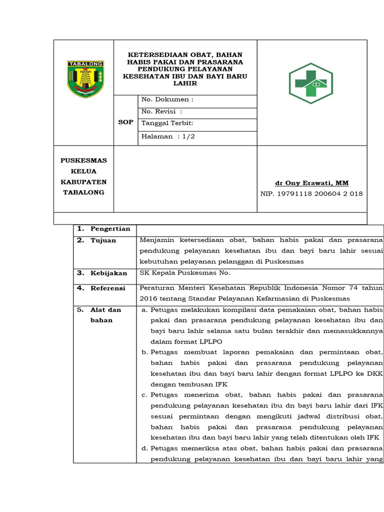 4.2.1 c1 SOP Ketersediaan Obat | PDF | Pengembangan Diri | Kesehatan ...