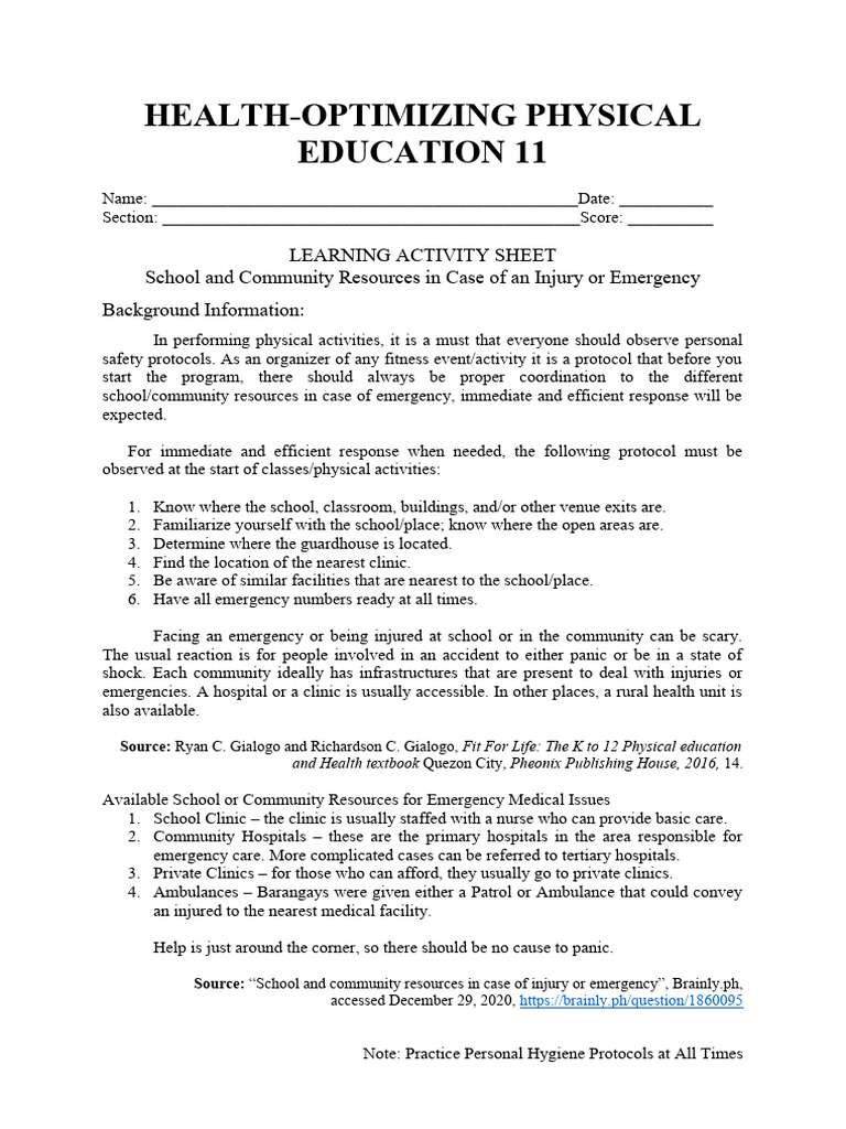 G11 HOPE LAS Q2 Week 5 | PDF | Clinic | Emergency