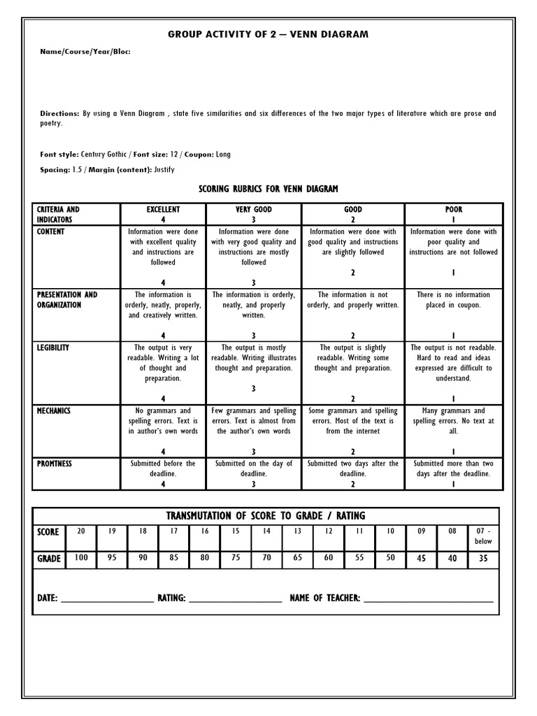Venn Diagram Rubrics BSCRIM | Download Free PDF | Rubric (Academic ...