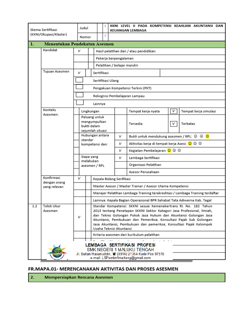 FR - Mapa.01 - Merencanakan Aktivitas Dan Proses Asesmen | PDF