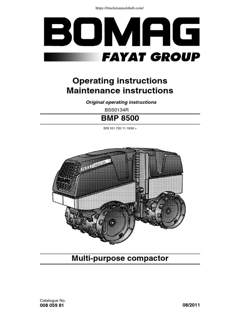 Bomag BMP 8500 Operating and Maintenance Manual | PDF | Transmitter ...