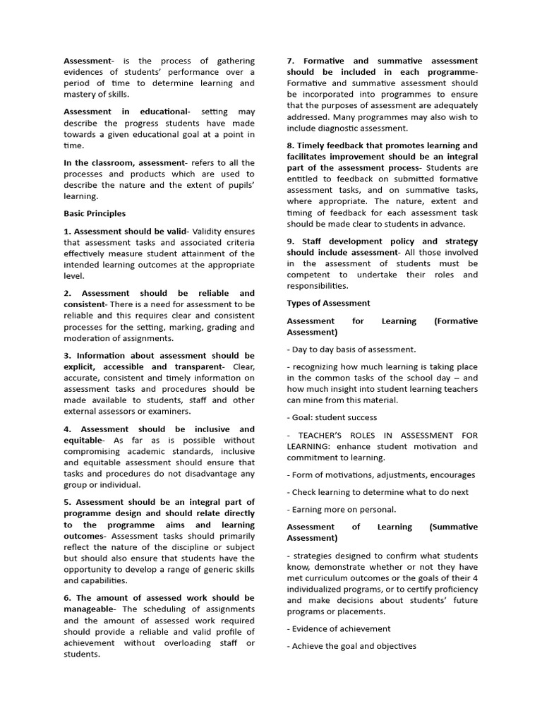 Assessment in Learning 1-Reviewer | PDF | Educational Assessment ...