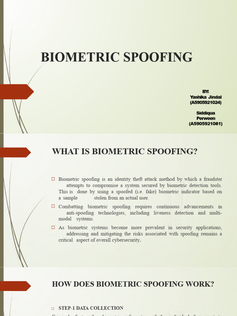 Biometric Spoofing Pptx Pdf
