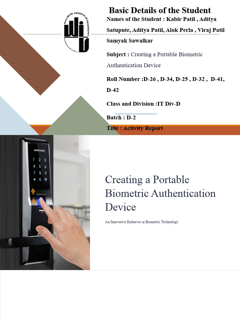 Creating A Portable Biometric Authentication Device | PDF | Biometrics | Authentication