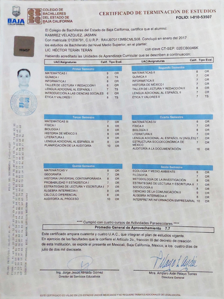 Certificado de Escolaridad | PDF