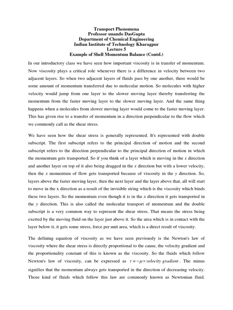 Lec | PDF | Fluid Dynamics | Viscosity
