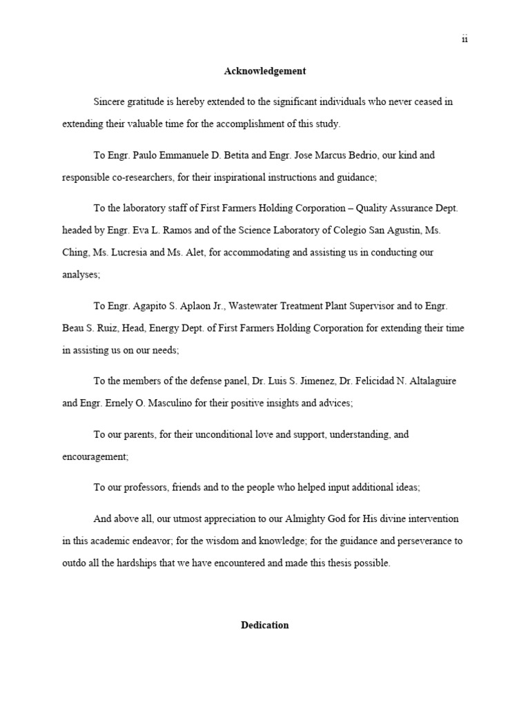 Acknowledgement and Dedication | PDF
