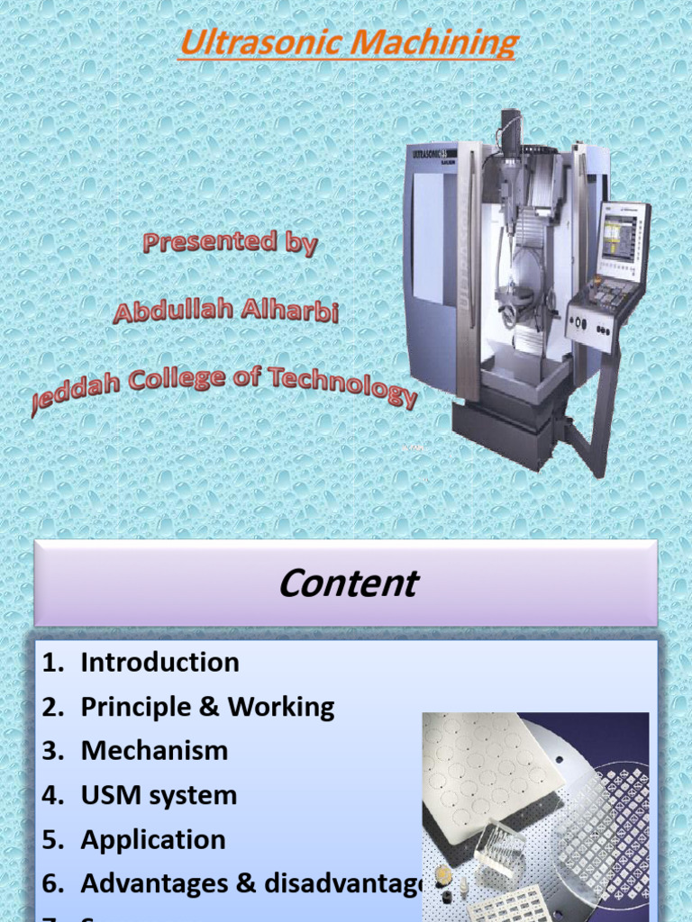 Lecture 7 - Ultrasonic Machining | PDF | Machining | Building Engineering