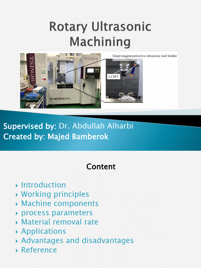 Lecture 8 - Rotary Ultrasonic Machining | PDF | Machining | Crafts