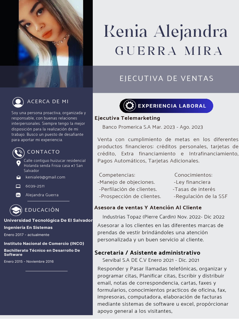 Curriculum Vitae Kenia Alejandra Guerrera Mira | PDF | Business | Informática