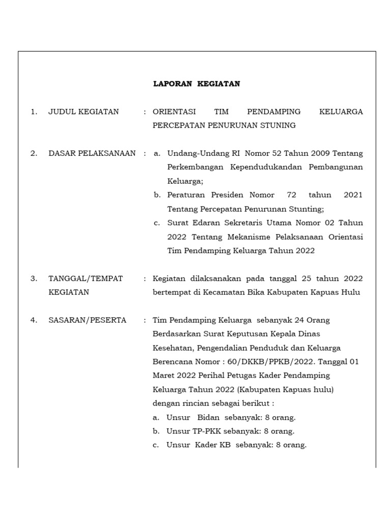 Contoh Format Laporan Kegiatan | PDF