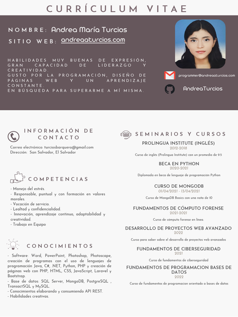 Currículum Andrea Turcios 2023 | PDF